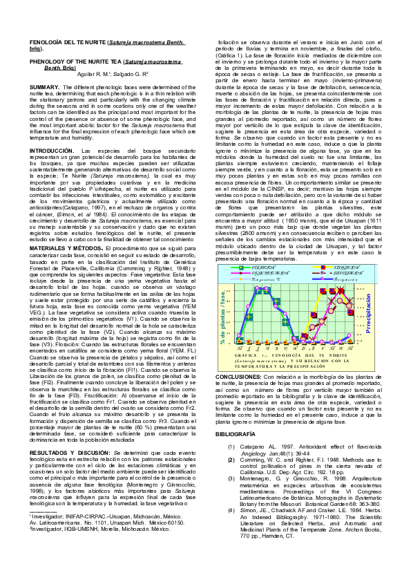 (PDF) FENOLOGIA DEL TE NURITE (Satureja macrostema)