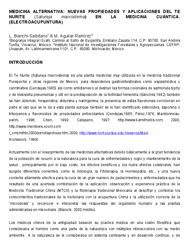 (PDF) Nuevas propiedades medicinales del te nurite (Satureja macrostema)
