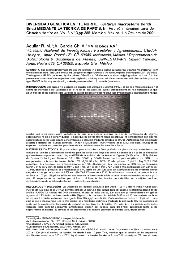 (DOC) VARIOS ARTICULOS SOBRE TE NURITE (Satureja macrostema)