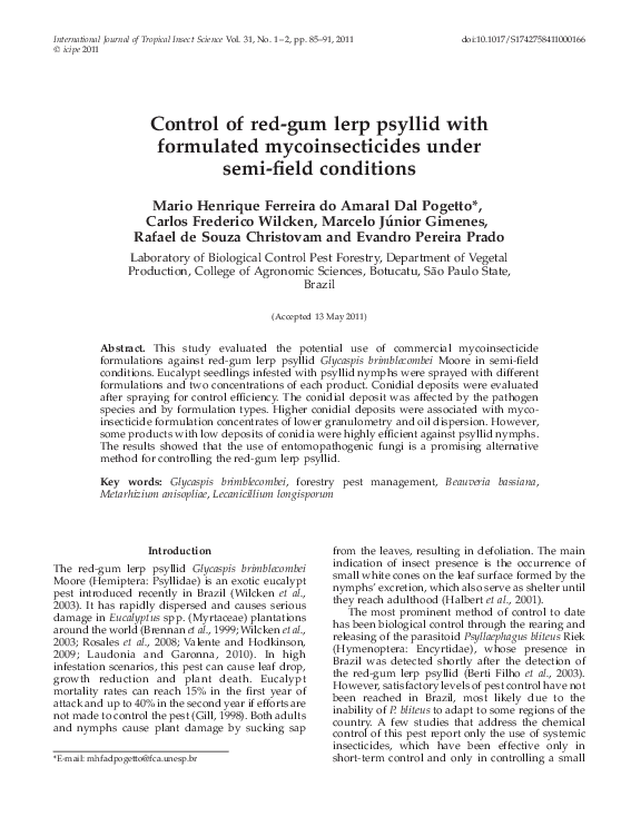 (PDF) Control of red-gum lerp psyllid with formulated mycoinsecticides ...