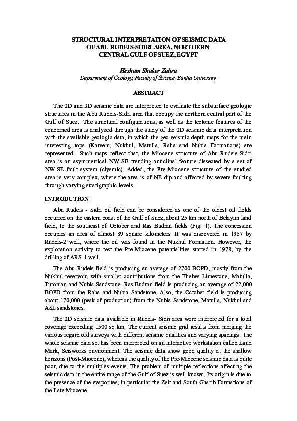 (DOC) STRUCTURAL INTERPRETATION OF SEISMIC DATA OF ABU RUDEIS-SIDRI ...