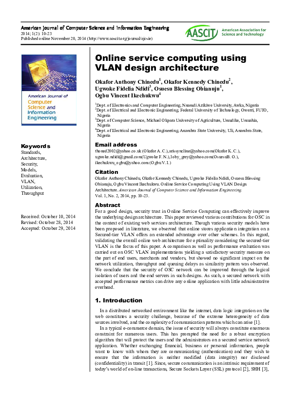 (PDF) Online service computing using VLAN design architecture