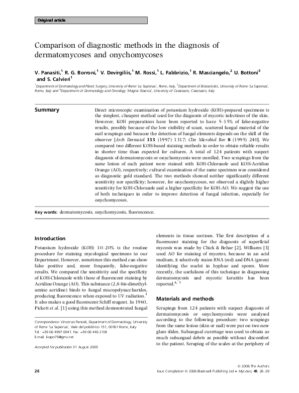 (PDF) Comparison of diagnostic methods in the diagnosis of ...