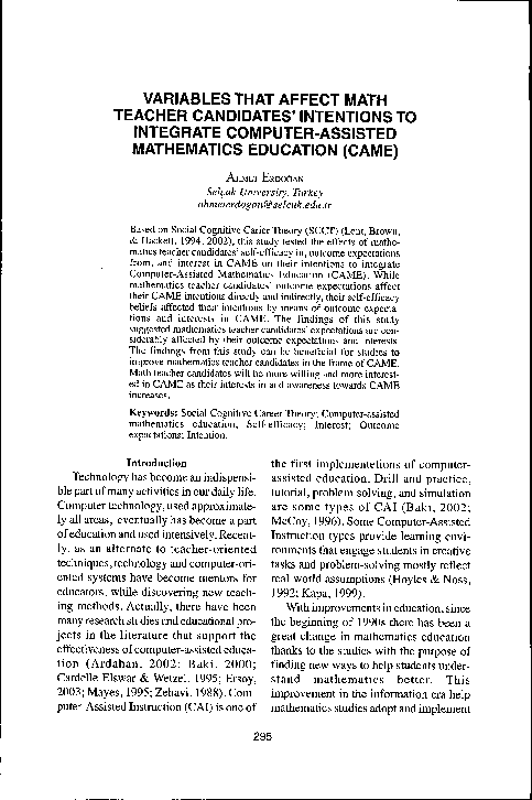(PDF) VARIABLES THAT AFFECT MATH TEACHER CANDIDATES' INTENTIONS TO ...