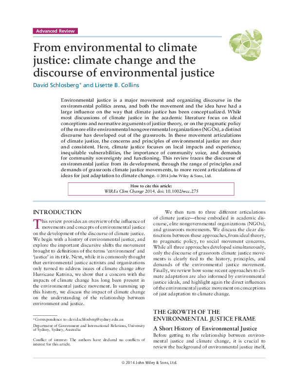 (PDF) From Environmental to Climate Justice: Climate Change and the ...