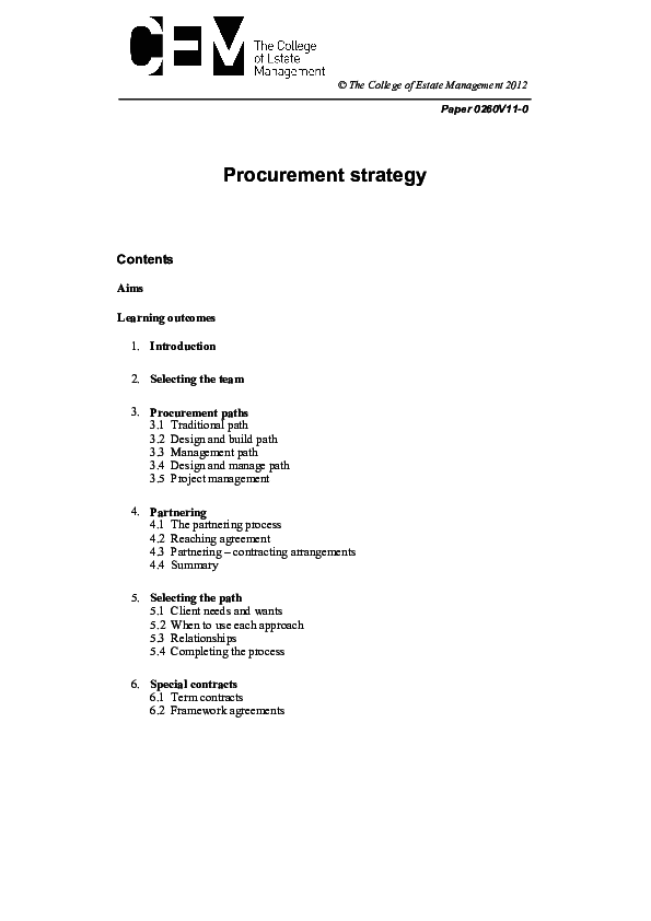 (PDF) Procurement strategy