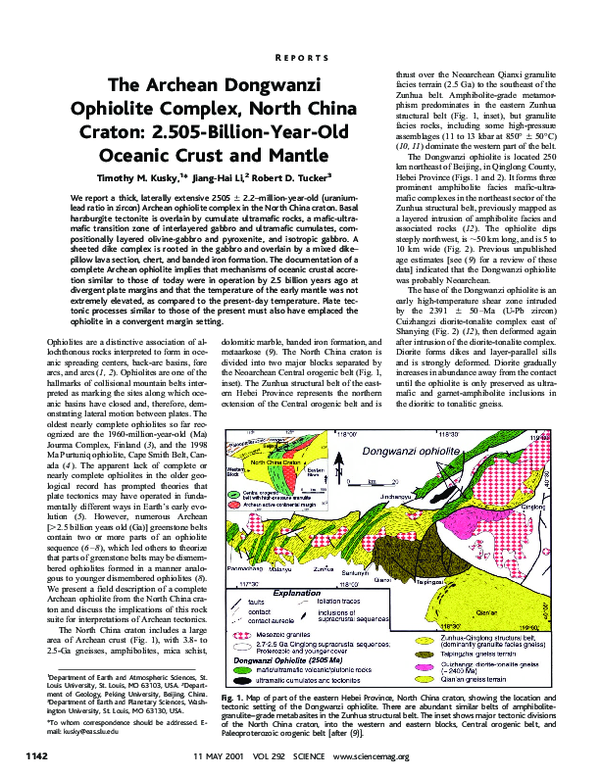(PDF) The Archean Dongwanzi Ophiolite Complex, North China Craton: 2.505-Billion-Year-Old ...