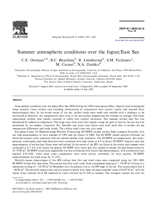 (PDF) Summer atmospheric conditions over the Japan/East Sea | Clive ...