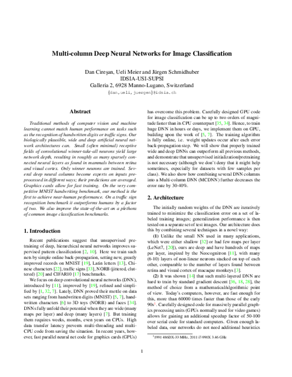 Pdf Multi Column Deep Neural Networks For Image Classification