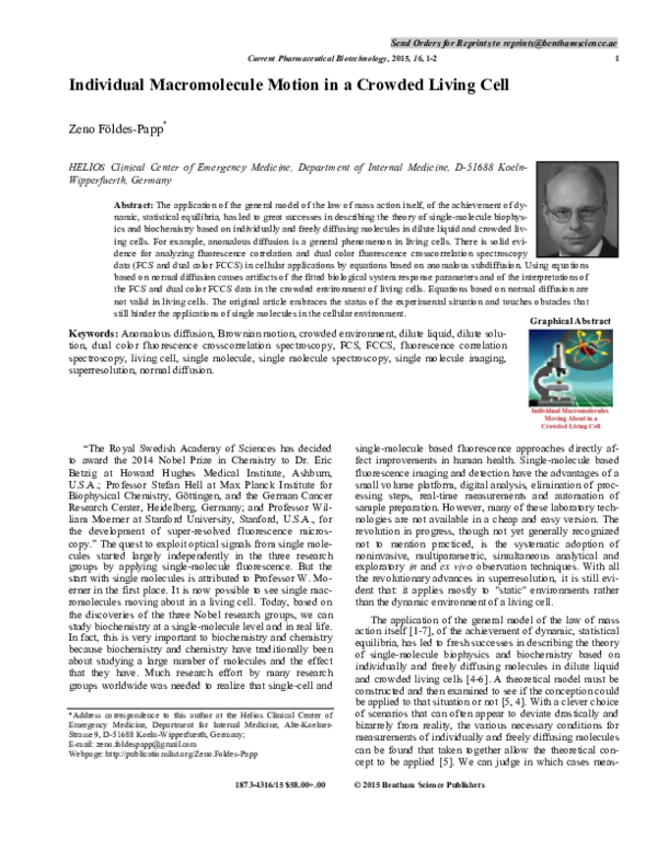 (PDF) Individual Macromolecule Motion in a Crowded Living Cell