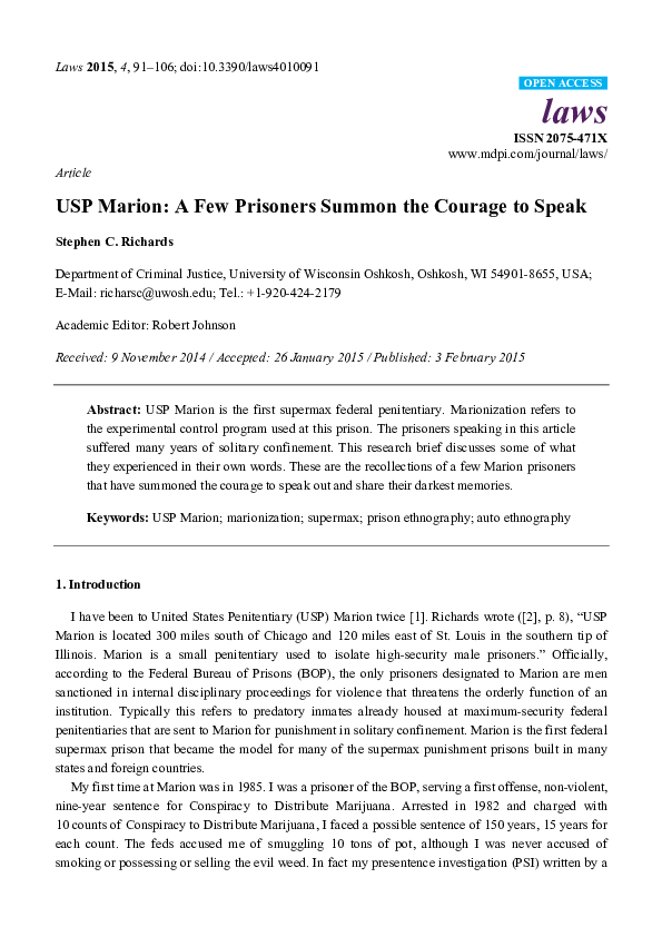 (PDF) USP Marion: A Few Prisoners Summon the Courage to Speak