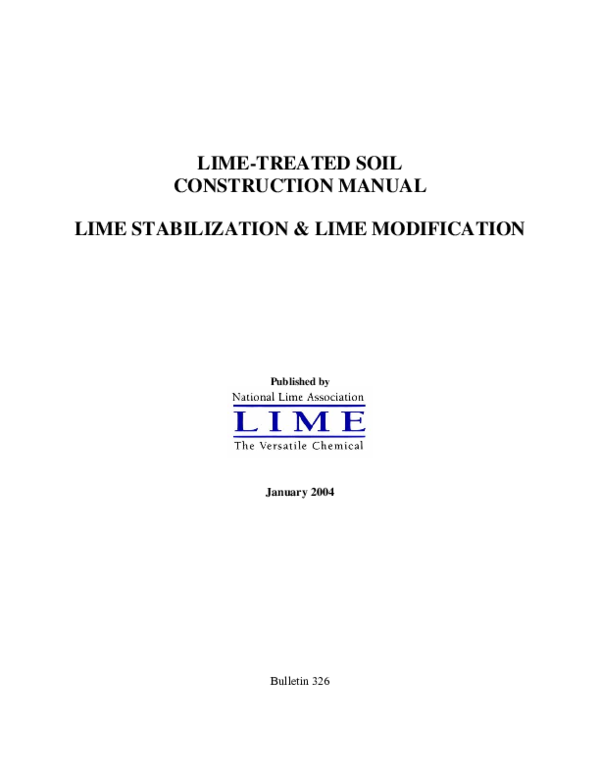 (PDF) LIME-TREATED SOIL CONSTRUCTION MANUAL LIME STABILIZATION & LIME ...