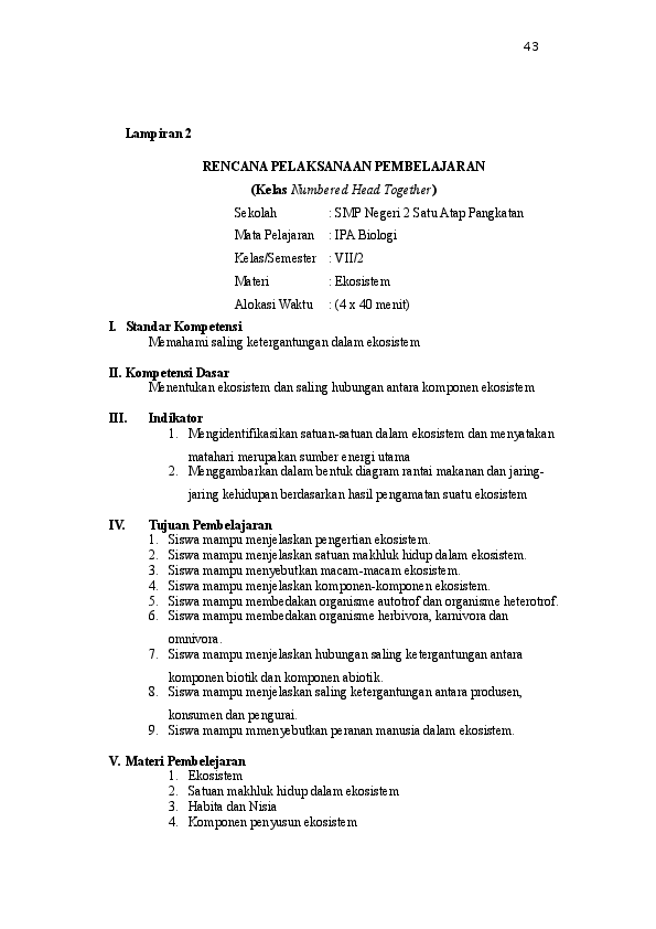 RPP model NHT dan TPS lampiran Proposal