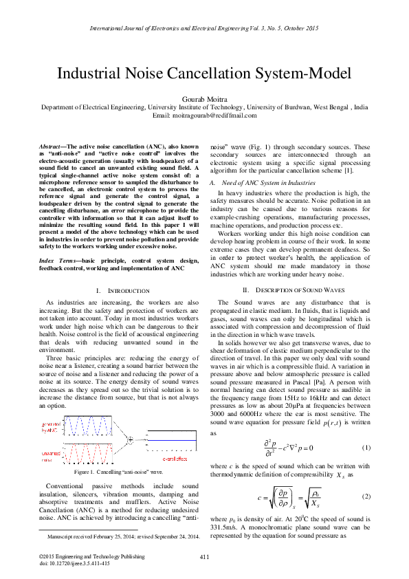 (PDF) Industrial active Noise cancellation model