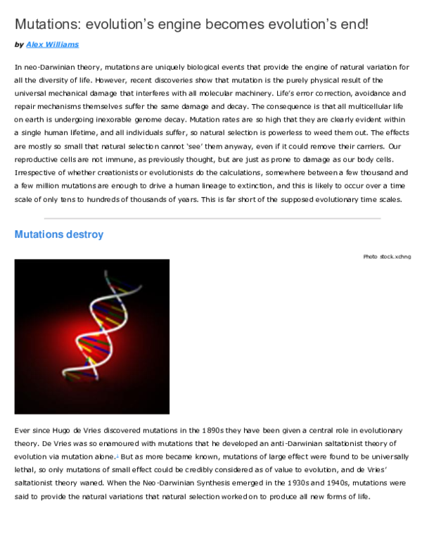 (PDF) Mutations: evolution’s engine becomes evolution’s end!