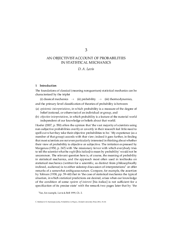 (PDF) An Objectivist Account of Probabilities in Statistical Physics ...
