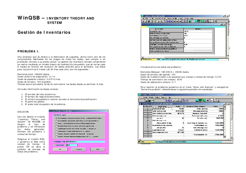 (PDF) WinQSB – INVENTORY THEORY AND SYSTEM Gestión de Inventarios PROBLEMA 1