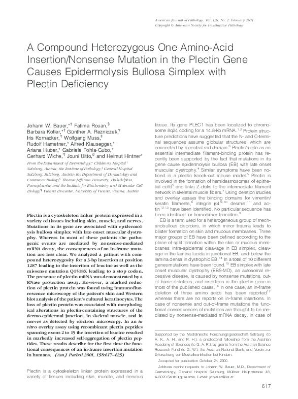 (PDF) A Compound Heterozygous One AminoAcid Insertion/Nonsense Mutation ...