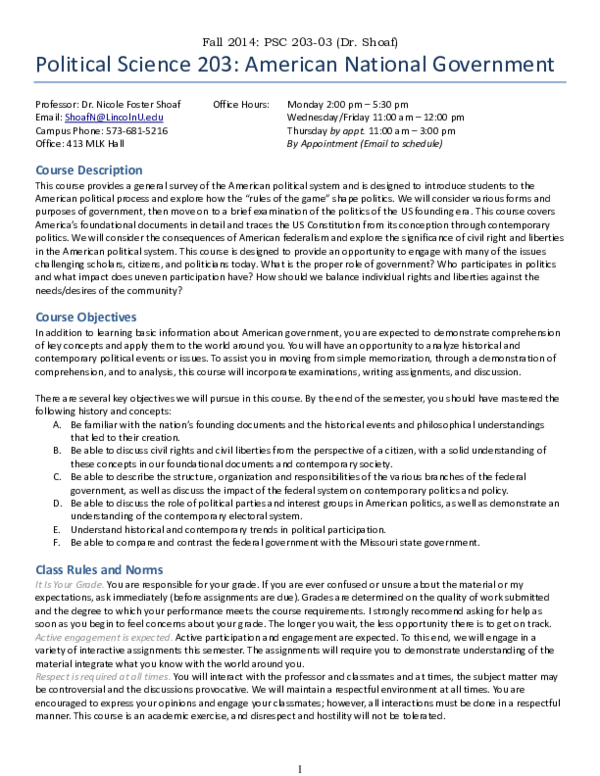 (PDF) American Government Syllabus