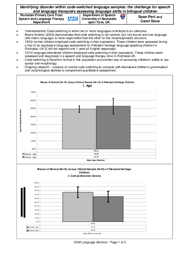 (PDF) Identifying disorder within code-switched language samples: the ...