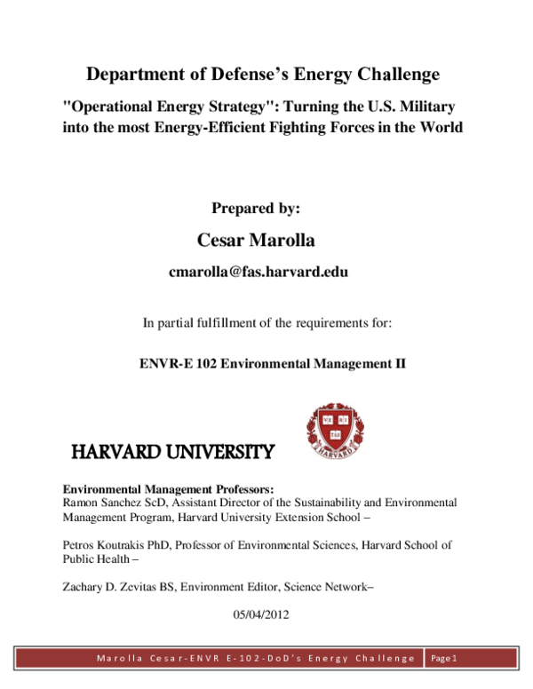 (PDF) Department of Defense’s Energy Challenge "Operational Energy ...