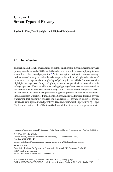 (PDF) Seven Types of Privacy