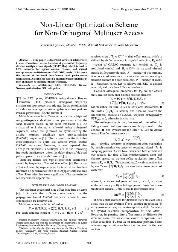 (PDF) Non-Linear Optimization Scheme for Non-Orthogonal Multiuser Access