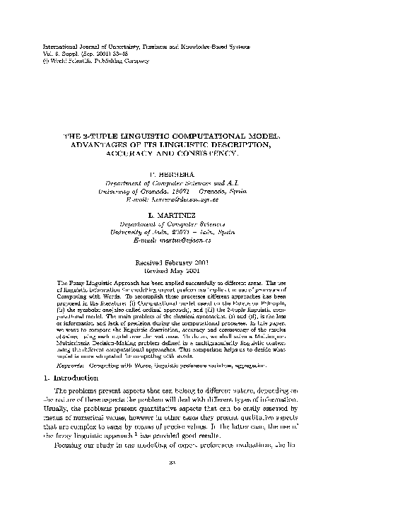 Pdf The 2 Tuple Linguistic Computational Model Advantages Of Its