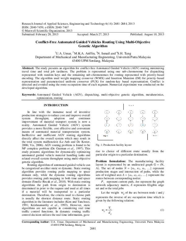 Pdf Conflict Free Routing For Agvs Via Genetic Algorithms