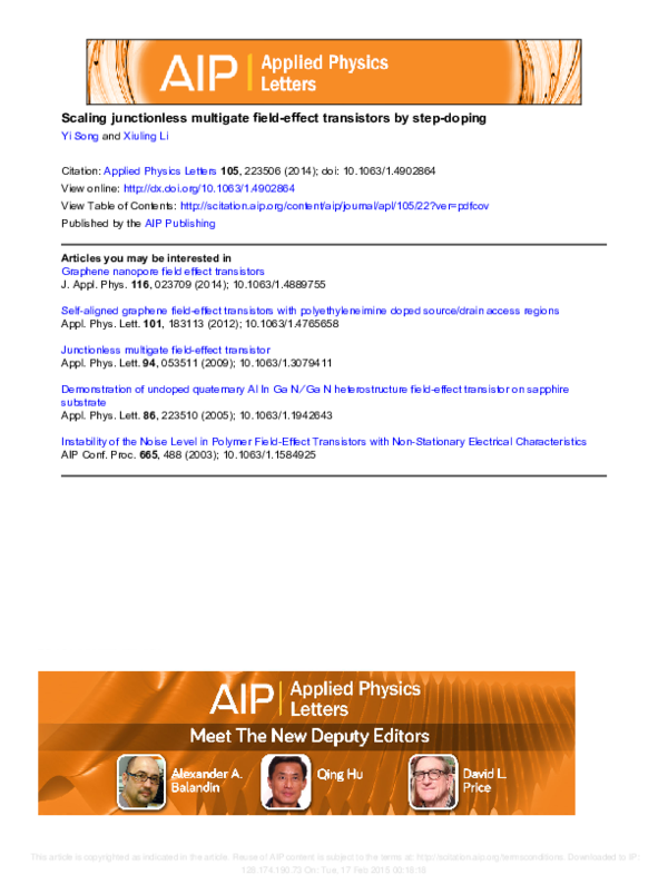 Pdf Scaling Junctionless Multigate Field Effect Transistors By Step Doping