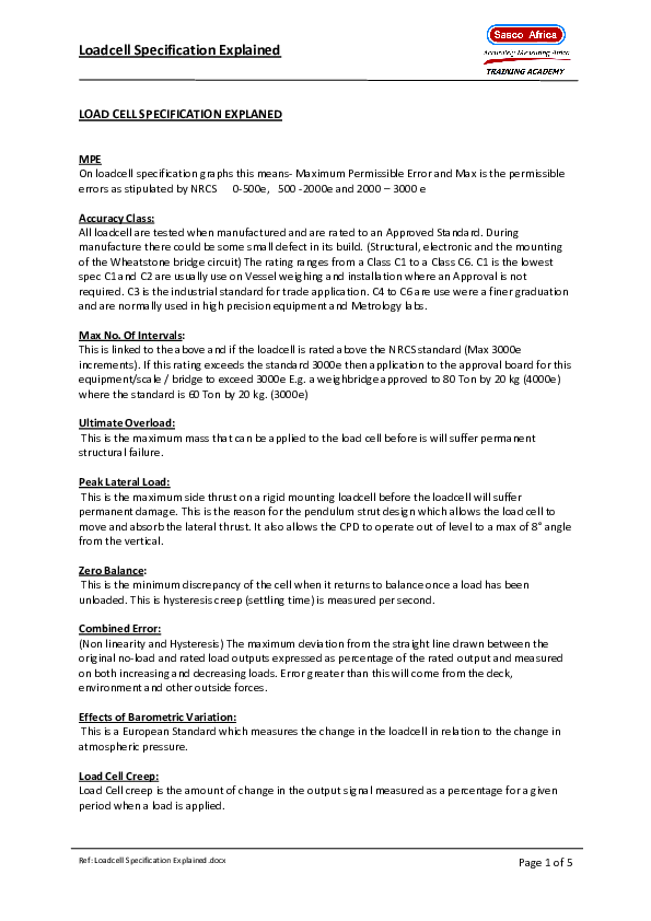 (PDF) Loadcell Specification Explained LOAD CELL SPECIFICATION EXPLANED