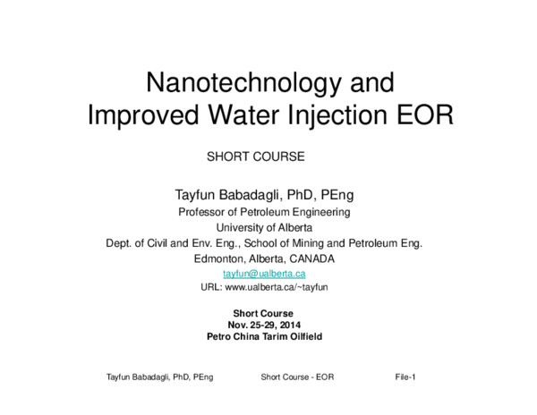 (PDF) Nanotechnology and Improved Water Injection EOR