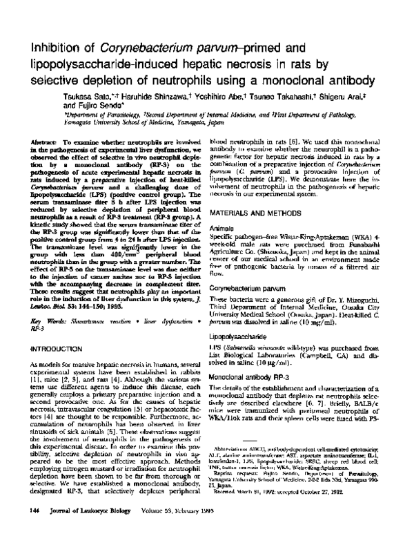 (PDF) Inhibition of Corynebacterium parvum-primed and ...