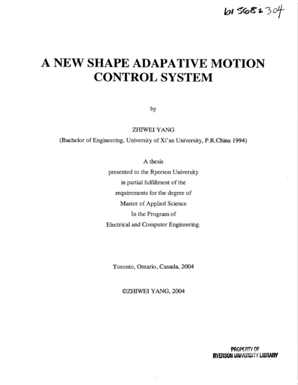 (PDF) A New Shape Adaptive Motion Control System