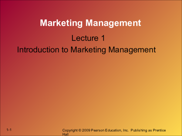 (PPT) Marketing Management Lecture 1
