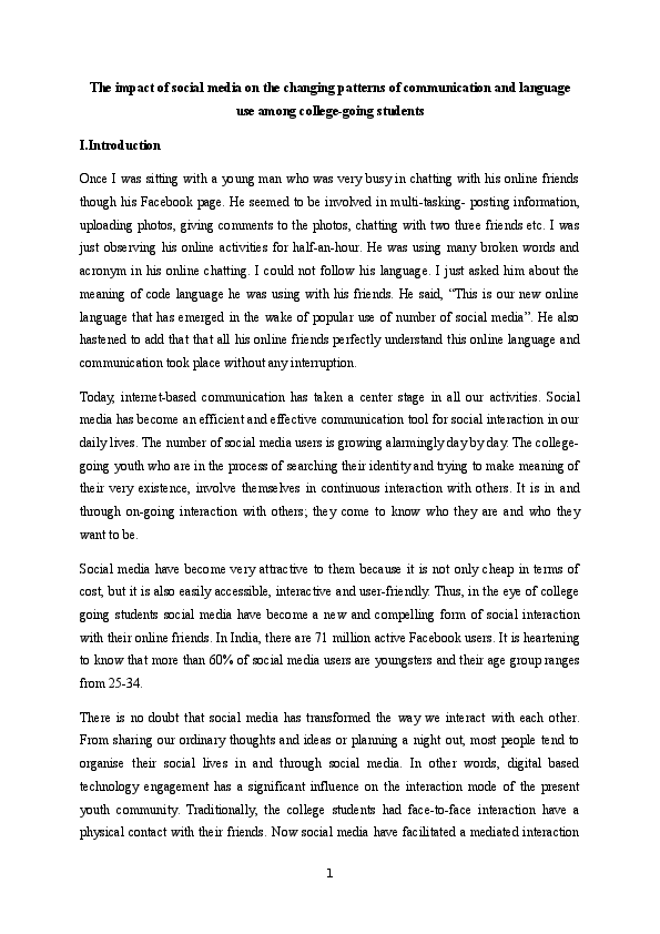 (DOC) SOCIAL MEDIA AND COMMUNICATION PATTERN