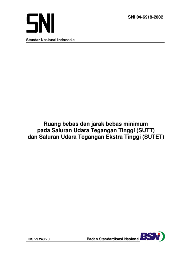 (PDF) SNI 04-6918-2002 Ruang bebas dan jarak bebas minimum pada SUTT ...
