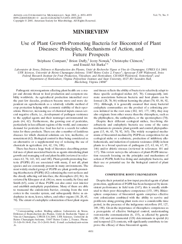 (PDF) MINIREVIEW Use of Plant Growth-Promoting Bacteria for Biocontrol ...