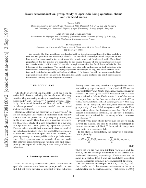 Pdf Renormalization Of Aperiodic Ising Chains