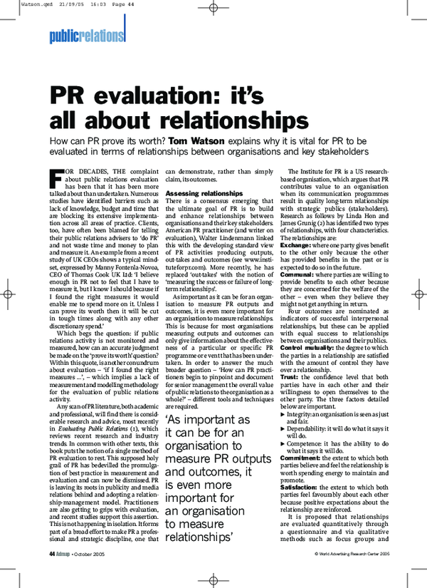 (PDF) PR evaluation: it’s all about relationships