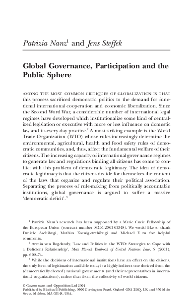 (PDF) Global Governance, Participation and the Public Sphere