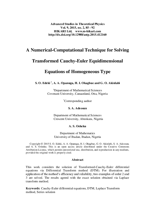(PDF) A Numerical-Computational Technique for Solving Transformed ...