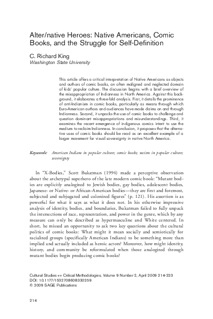 (PDF) Alter/native Heroes: Native Americans, Comic Books, and the ...