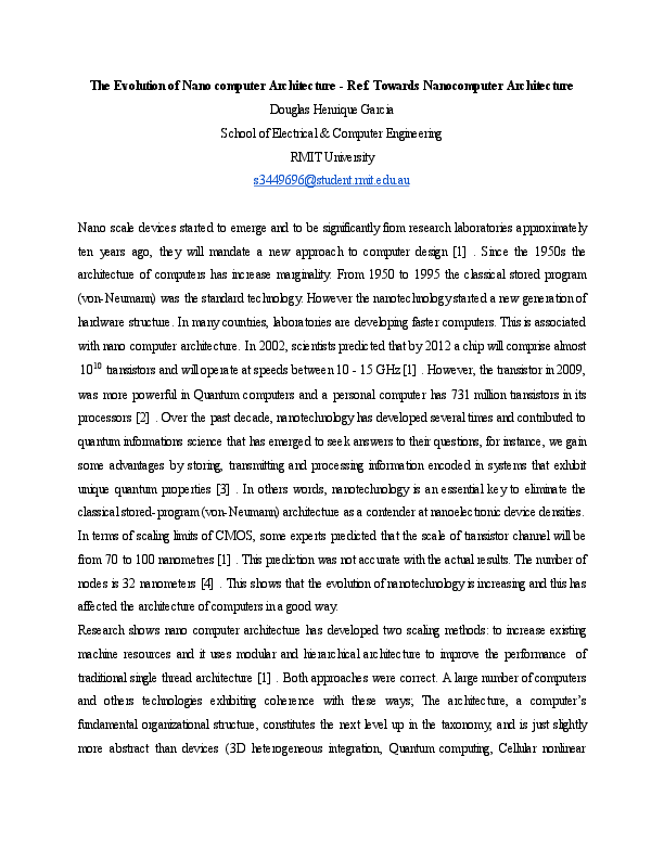 (PDF) The Evolution of Nano computer Architecture -Ref. Towards ...