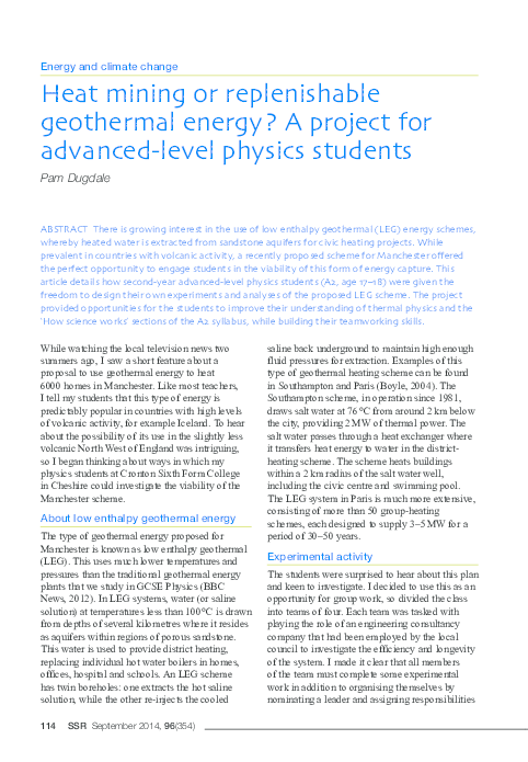 (PDF) Heat mining or replenishable geothermal energy? A project for ...