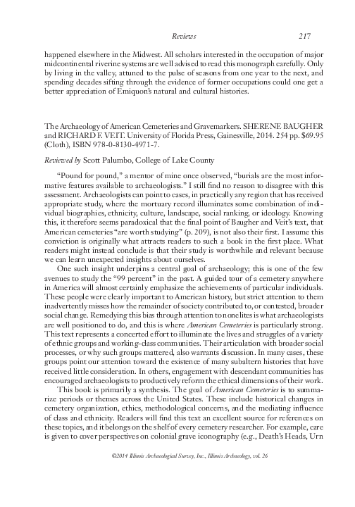 (PDF) Review of "The Archaeology of American Cemeteries and ...