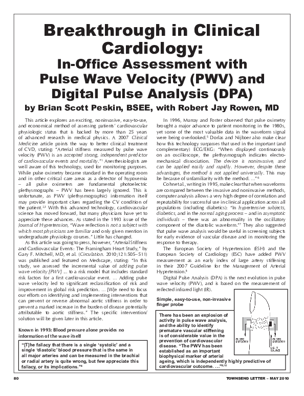 (PDF) Breakthrough in Clinical Cardiology: In-Office Assessment with Pulse Wave Velocity (PWV ...