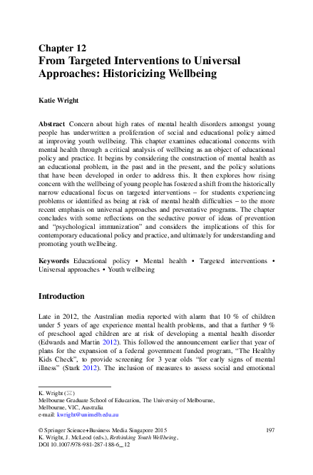 (PDF) From Targeted Interventions to Universal Approaches ...