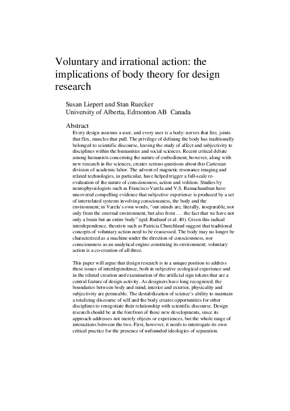 (PDF) Voluntary and irrational action: the implications of body theory ...