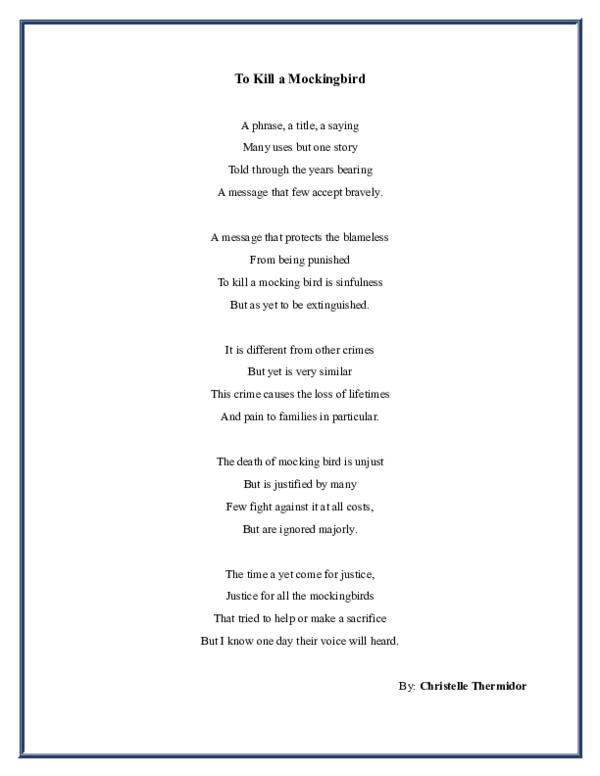 (DOC) To Kill a Mocking Bird poem